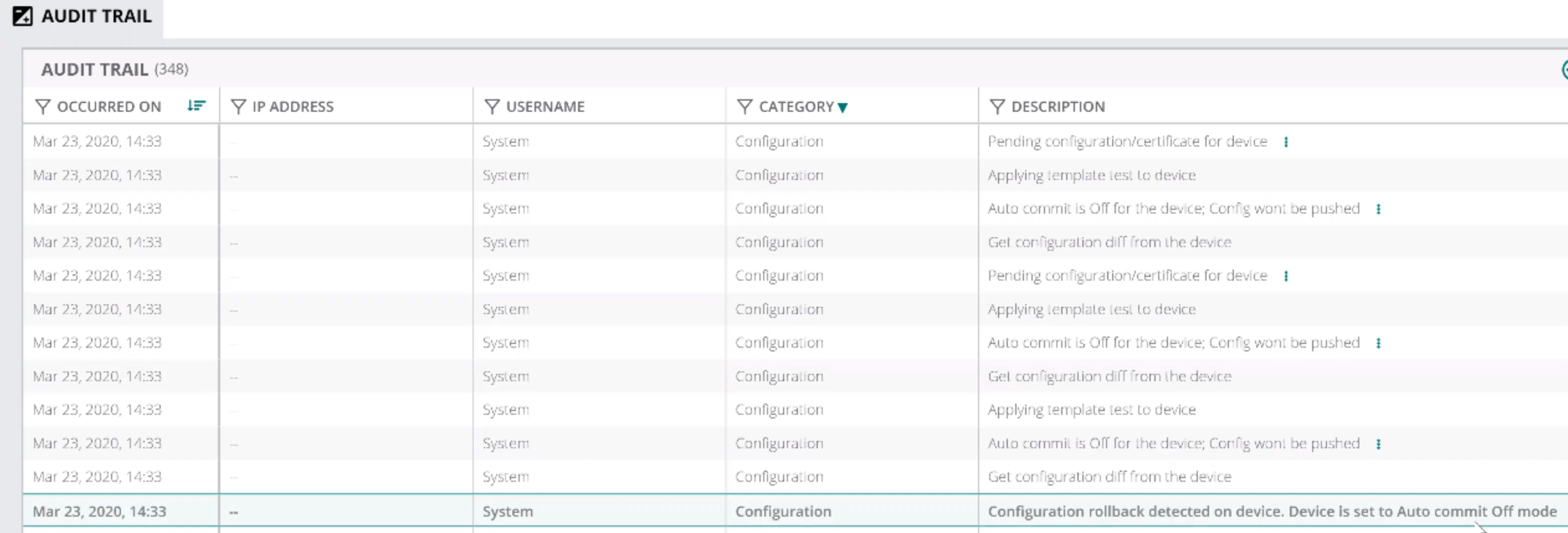 Automatic Rollback Configuration